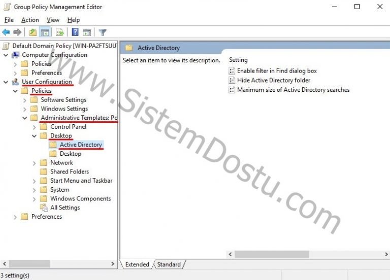 GPO Ayarlamaları Desktop - Active Directory 3 - Sistem ve Network ...