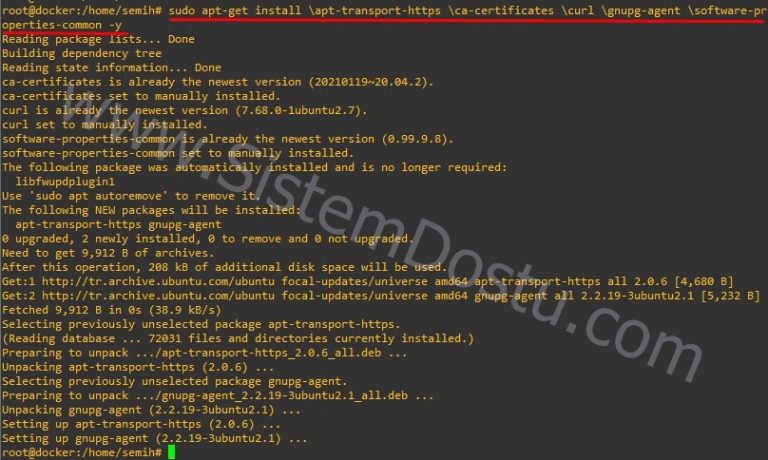 Ubuntu 20.04 Docker Kurulumu - Sistem ve Network Dünyasına Hoşgeldiniz.