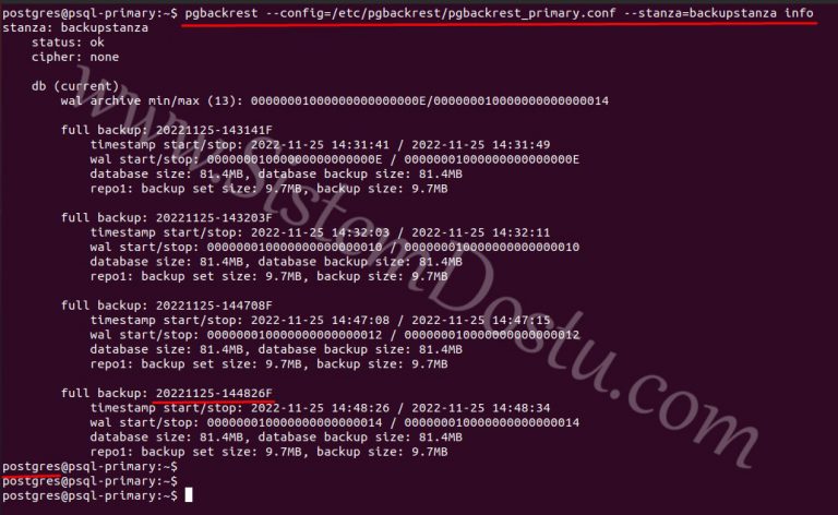 Postgresql Pgbackrest Ile Standby Serverdan Backup Alma Sistem Ve